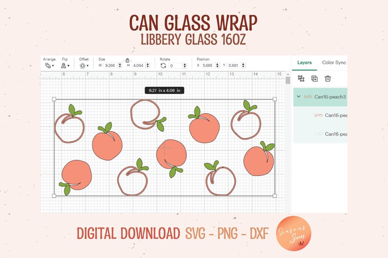 Beer Can Glass Svg Peach Svg Files for Cricut Summer Fruit Libbey Glass ...