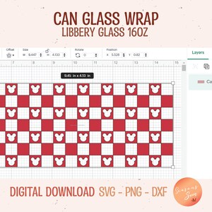 Beer Can Glass Svg Retro Checkered Svg Files for Cricut Checkered Mouse ...