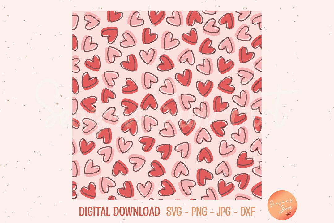 Hearts Seamless Pattern, Valentine Pattern, Sublimation Pattern ...