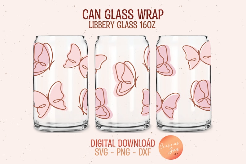 Beer Can Glass Svg Butterfly Line Art Svg File for Cricut Butterfly ...