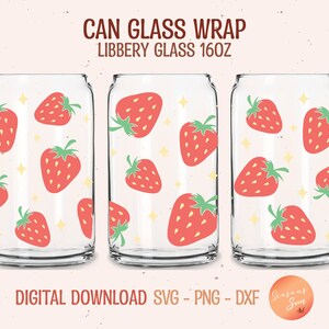 Libbey Glass Svg 16oz Strawberry Svg File for Cricut Summer Beer Can ...