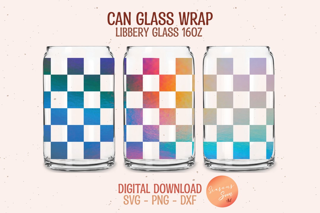 Beer Can Glass Svg Checkered Svg Files for Cut Retro Pattern Libbey ...