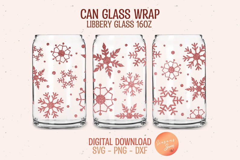 Beer Can Glass Svg Snowflake Svg Files for Cricut Christmas Libbey ...