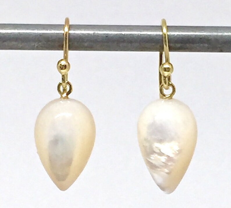 18k Acorn Earrings Pearl Acorn Earrings Mother of Pearl Acorn Earrings ...