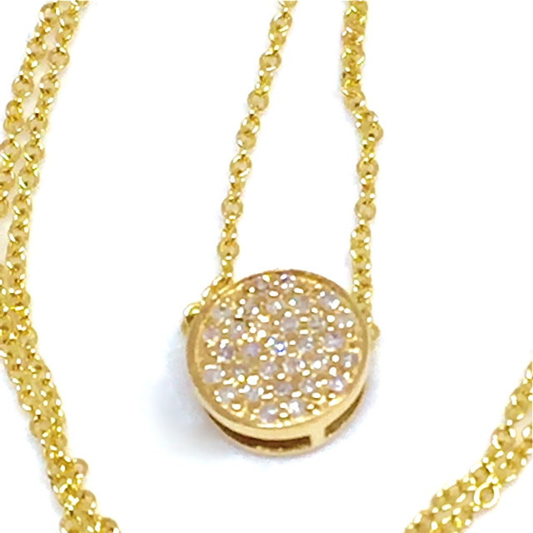 14k Pave Diamond Necklace Gold Pave Diamond Necklace April Birthstone ...