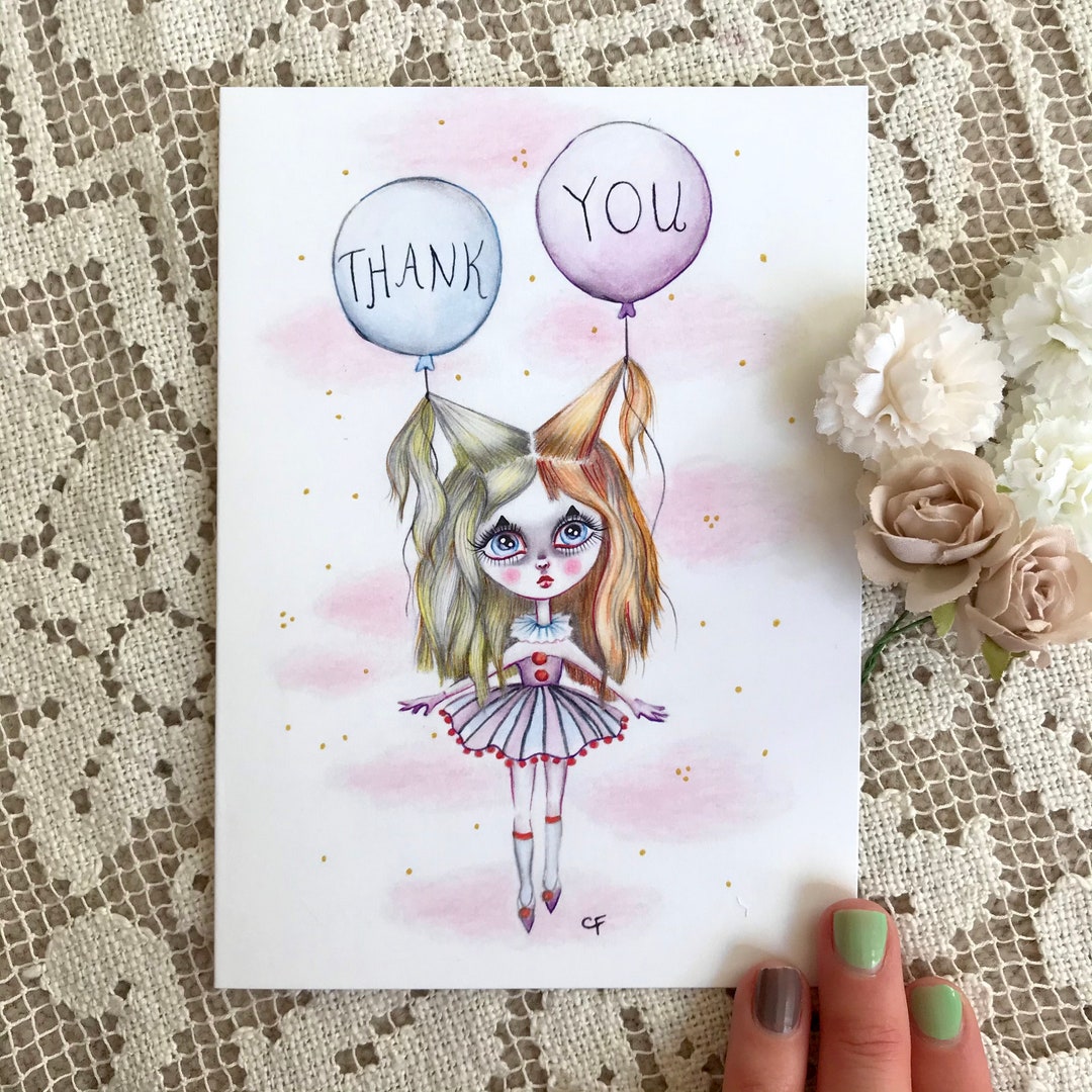 5 Pack Vintage Clown Thank You Cards - Etsy