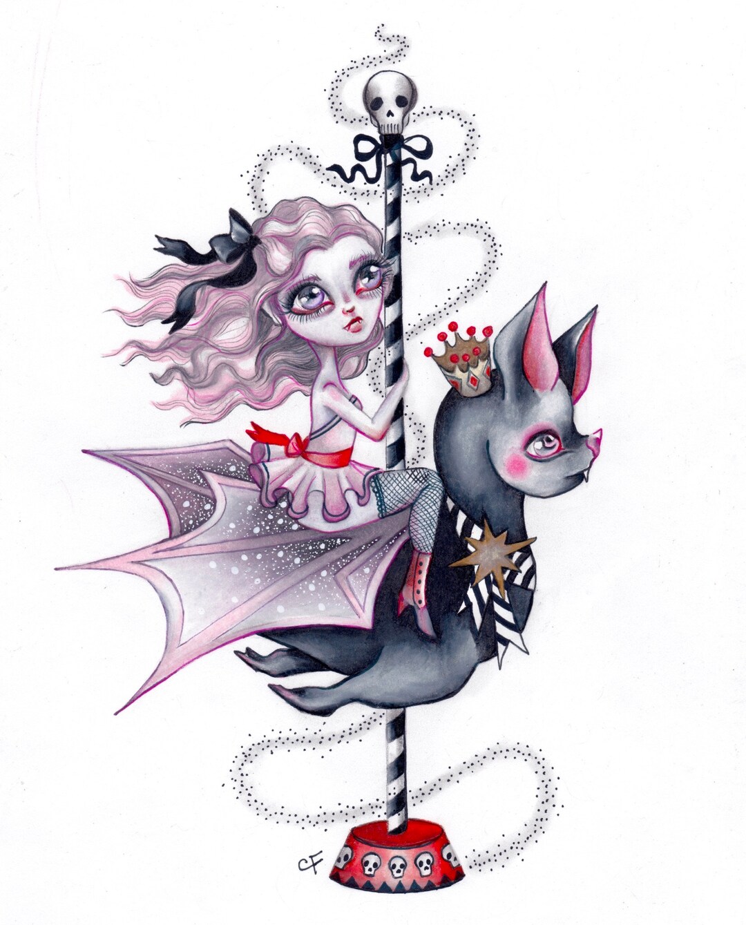 Carousel Bat - Original Artwork - Etsy