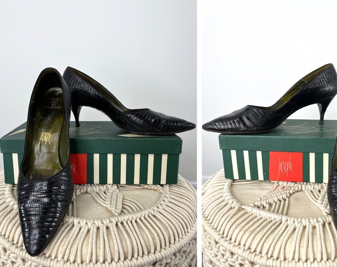 Vintage Late 1950s/early 1960s Black Alligator Kitten Heels With ...