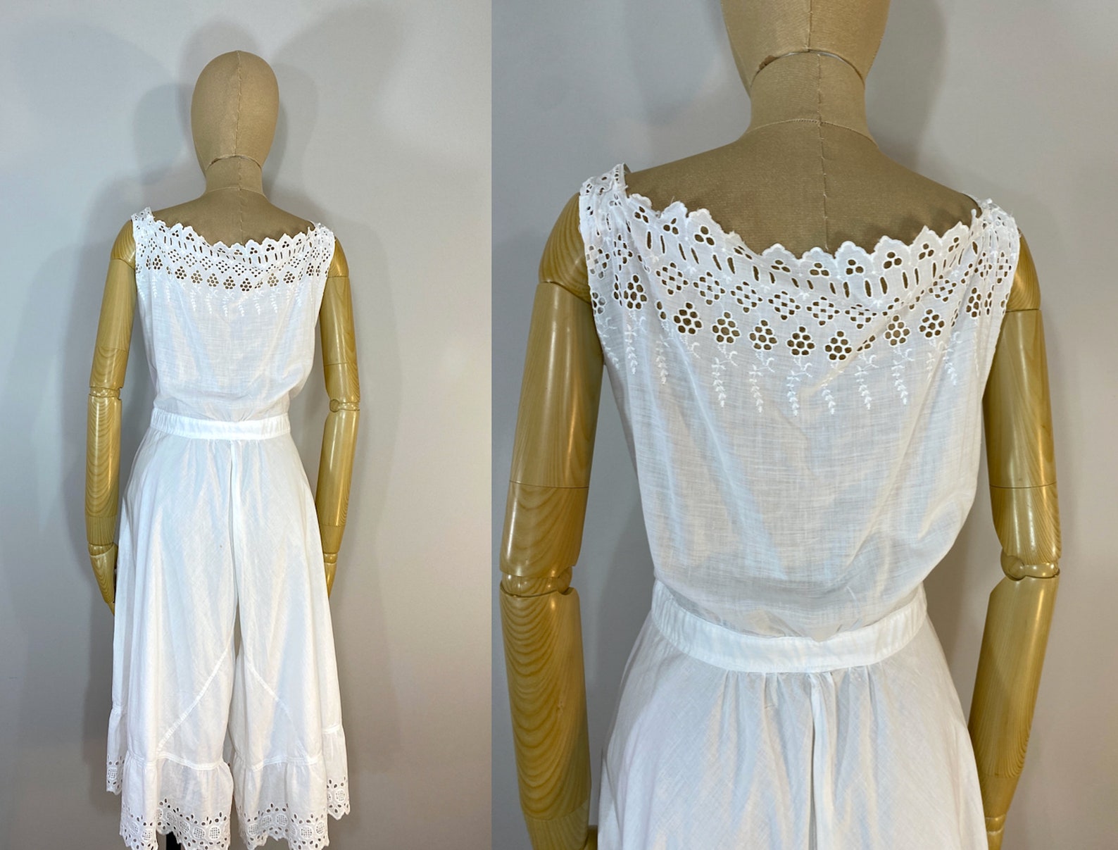 Vintage Edwardian White Cotton Chemise/split Drawers With Lace - Etsy