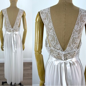 Vintage 1960s White Nylon Negligee With Lace Bodice and Low Waist Panel ...
