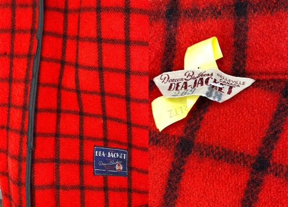 Vintage 1960s Red with Black Windowpane Dea-Jacket, S… - Gem