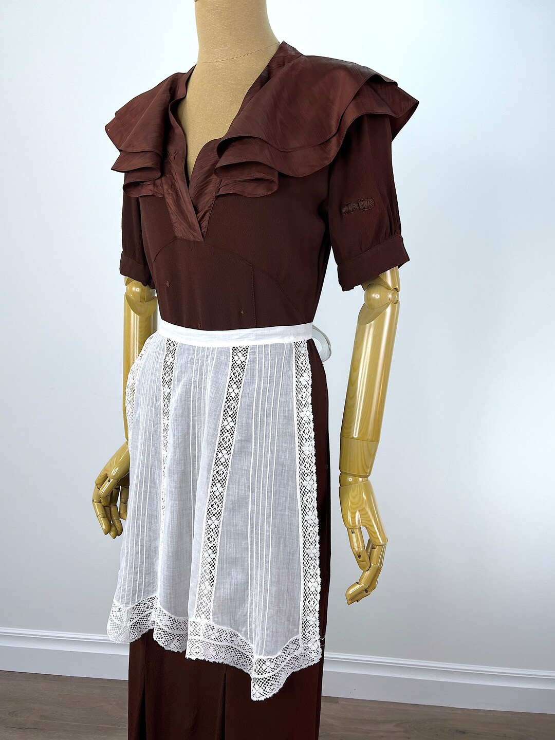 Vintage White Cotton and Lace Half Apron, Handmade - Etsy