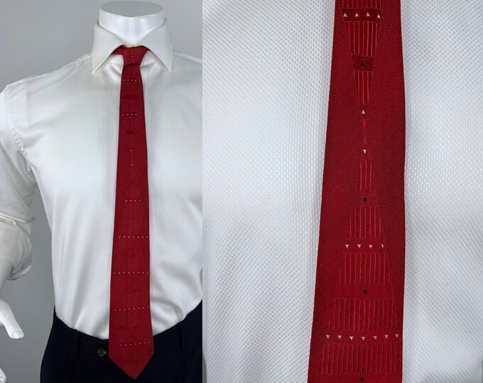 Vintage Late 1950s/early 1960s Cherry Red Tie With Narrow Vertical ...