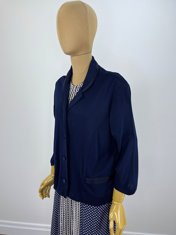 Vintage 1950/60's Navy Blue Knit Jacket by Berkshire,… - Gem