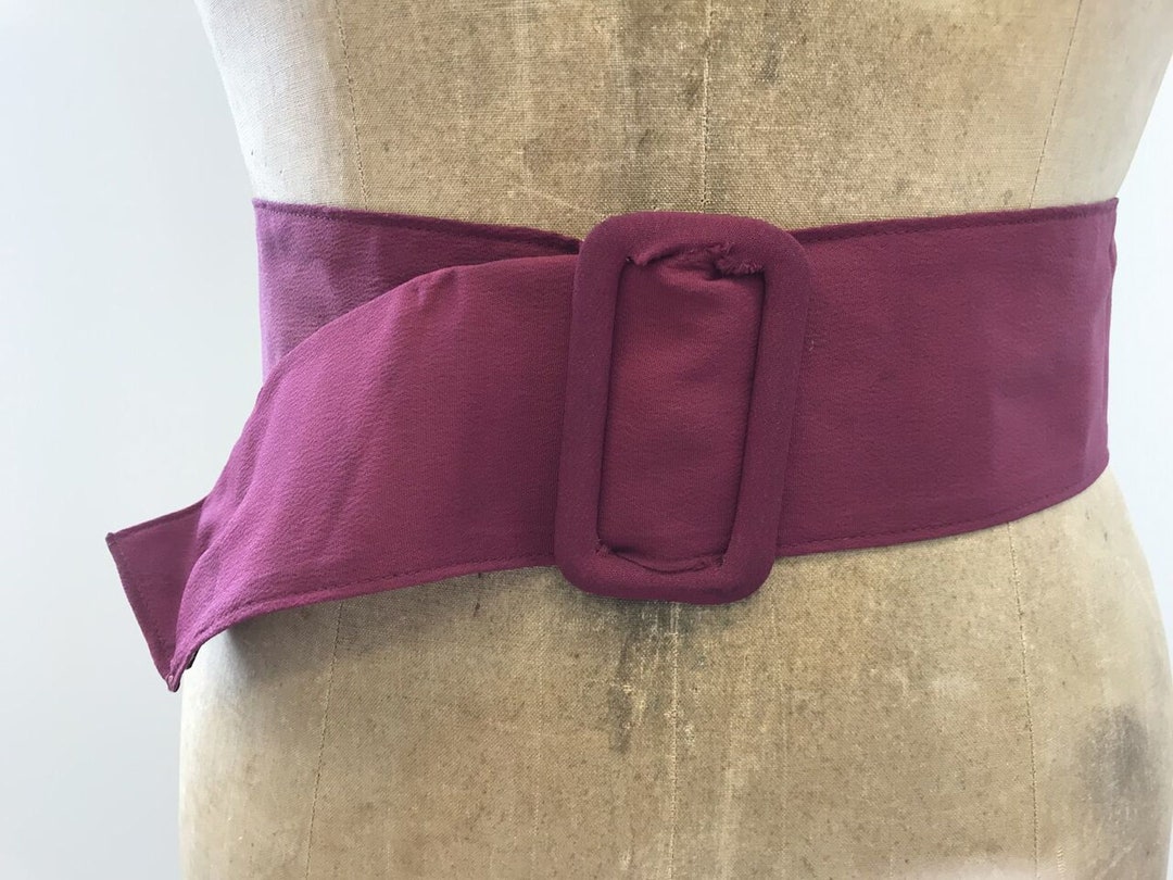 Vintage 1950s Handmade Wide Magenta Belt With a Fabric Covered Buckle ...