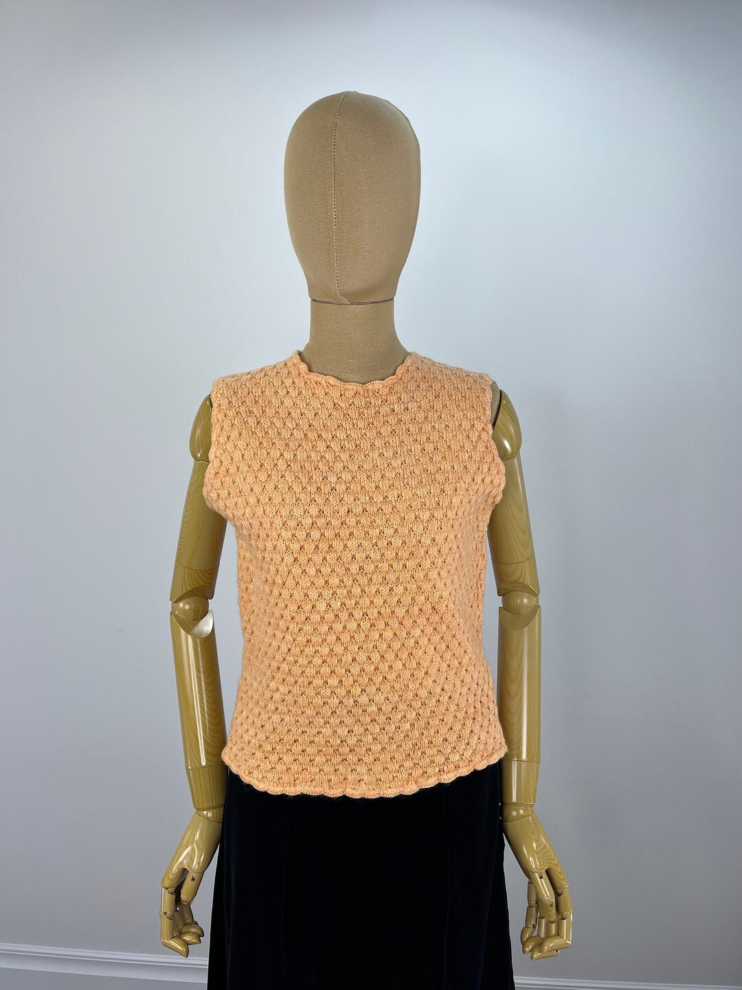 Vintage Mid Century Peach Colored Sweater Vest/shell. Peach Knit Shell ...