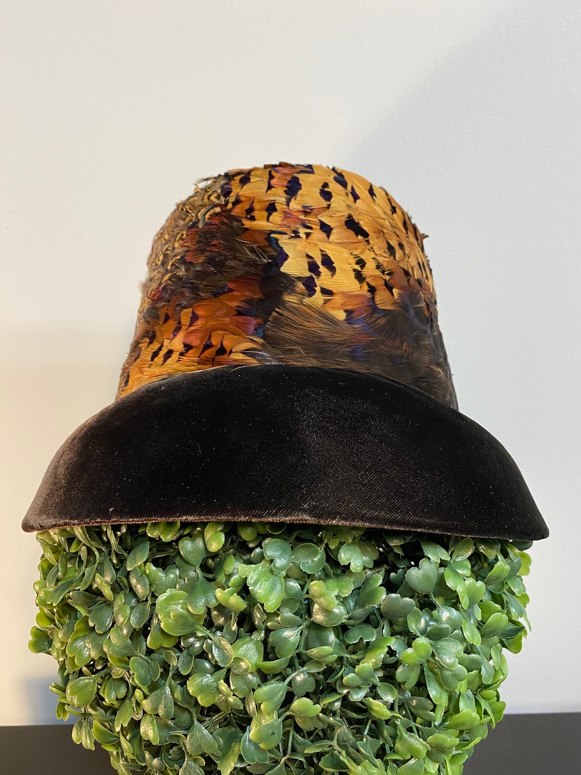 Vintage Feather and Dark Brown Velvet Handmade Bucket Hat - Etsy
