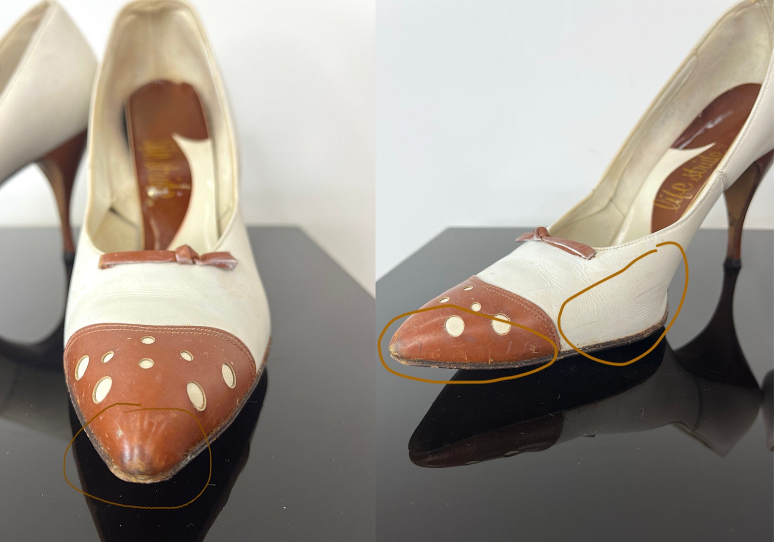 Vintage Late 1950s/early 1960s Spectator Heels in Rusty Brown and Egg ...