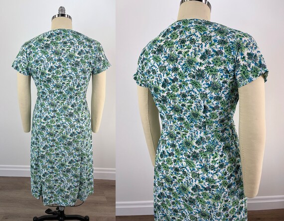 Vintage Late 1950s/Early 1960s Blue and Green Floral … - Gem