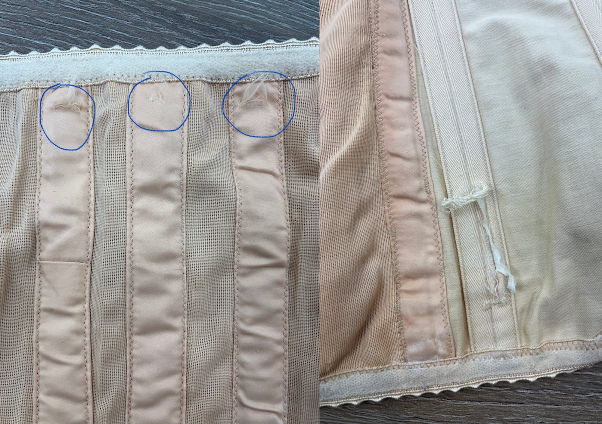 Vintage 1950s Peach Cotton Ticking Girdle Corset With Garter Clips ...