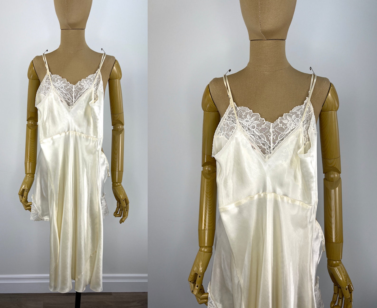 Vintage 1940s/1950s White Silk and Lace Slip Set With Dress - Etsy