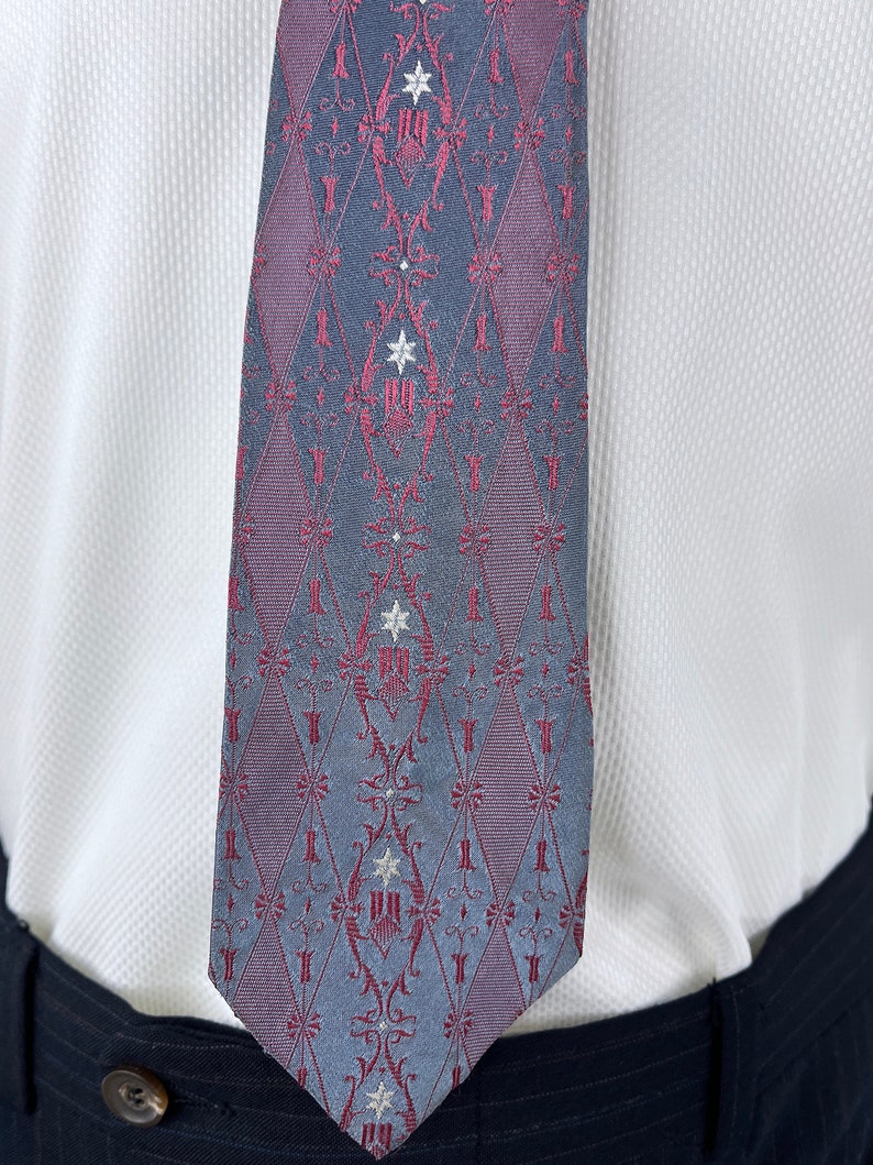 Vintage Late 1950s/early 1960s Periwinkle Tie With Fuschia Brocade Tie ...