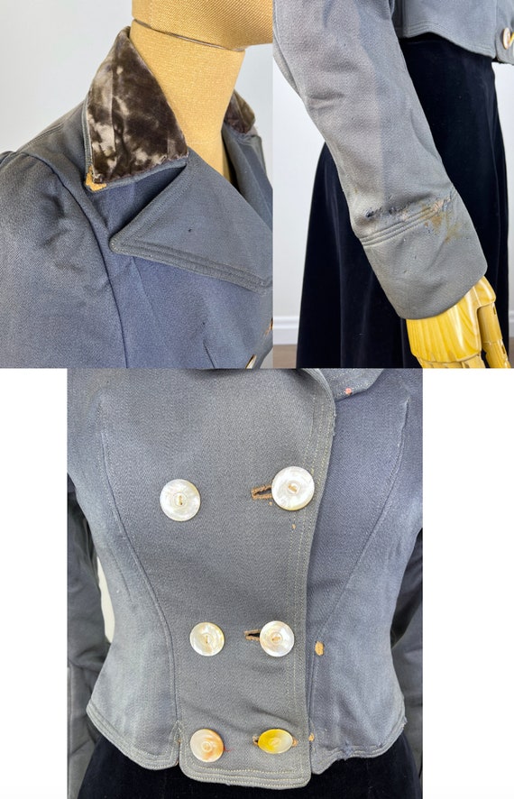 Vintage Victorian Slate Grey Double Breasted Jacket W… - Gem