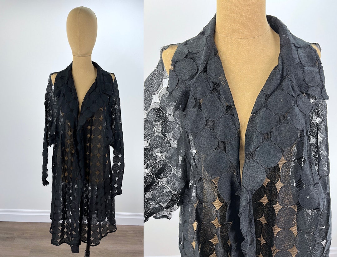 Vintage 1920s Black Circle Pattern Lace Clutch Coat for Study ...
