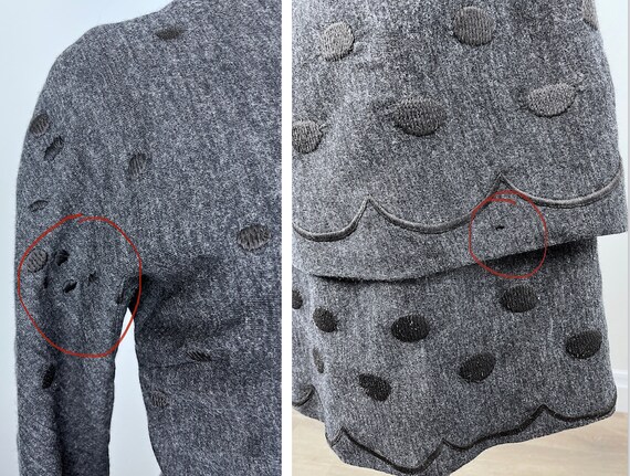 Vintage 1950s Charcoal Wool Secretary Dress with Tier… - Gem