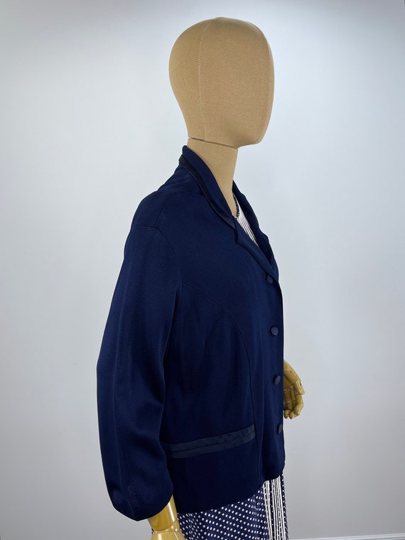 Vintage 1950/60's Navy Blue Knit Jacket by Berkshire,… - Gem