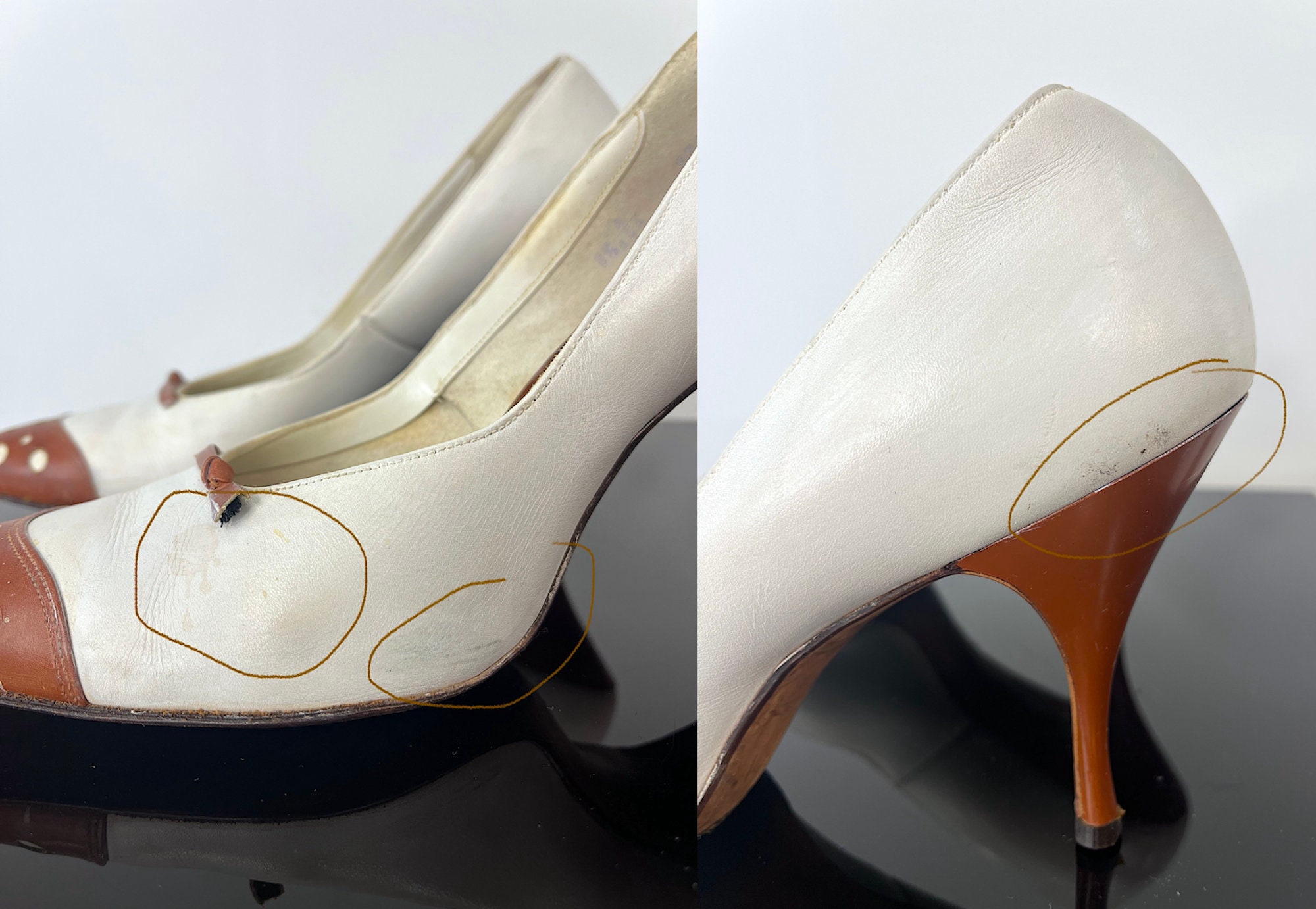 Vintage Late 1950s/early 1960s Spectator Heels in Rusty Brown and Egg ...