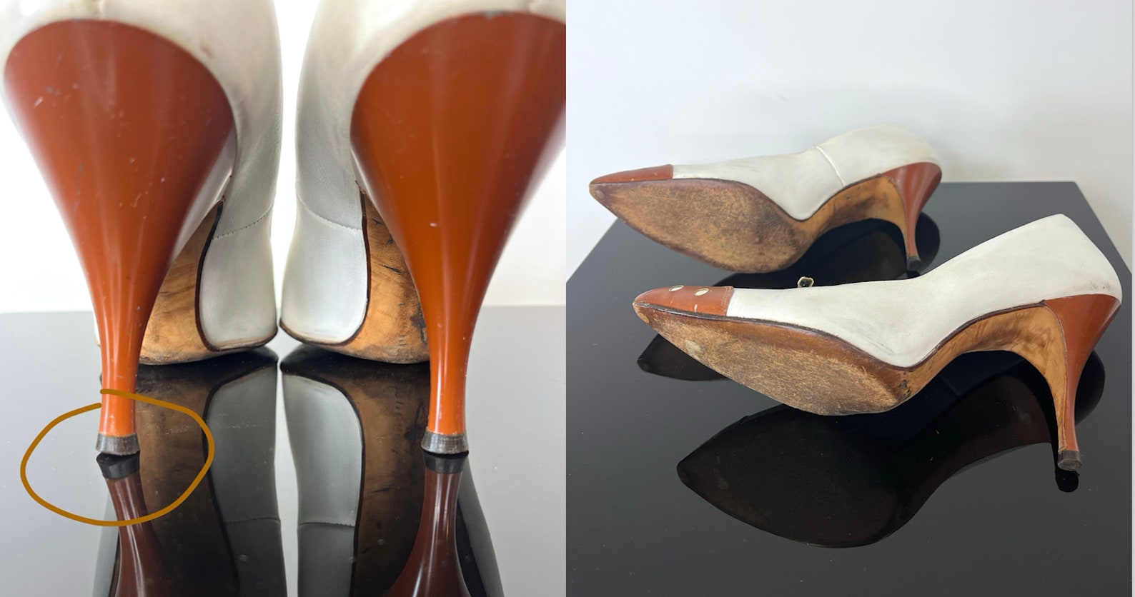 Vintage Late 1950s/early 1960s Spectator Heels in Rusty Brown and Egg ...