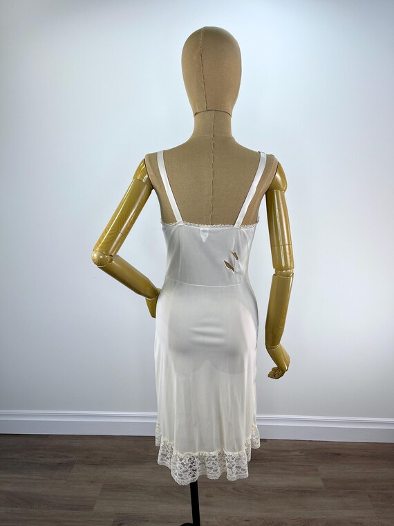 Vintage 1950s Ivory Nylon Slip with Lace Bodice and L… - Gem