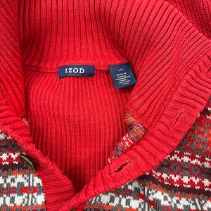 Vintage 1990s/2000s Red Izod Men's Sweater With Button 1/4 Closure ...