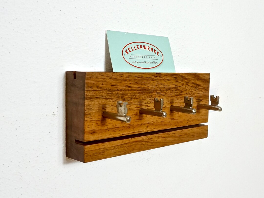 Key Rack Made of Solid Walnut Wood (4 Hooks)/ Hook Strip/ Key Hanger ...