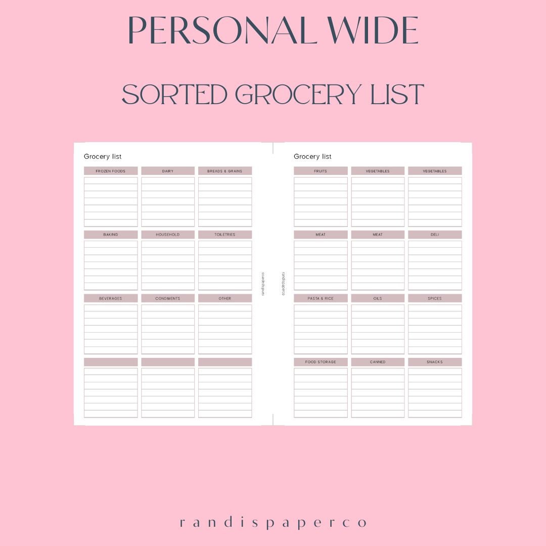 PERSONAL WIDE Sorted Grocery List - Etsy