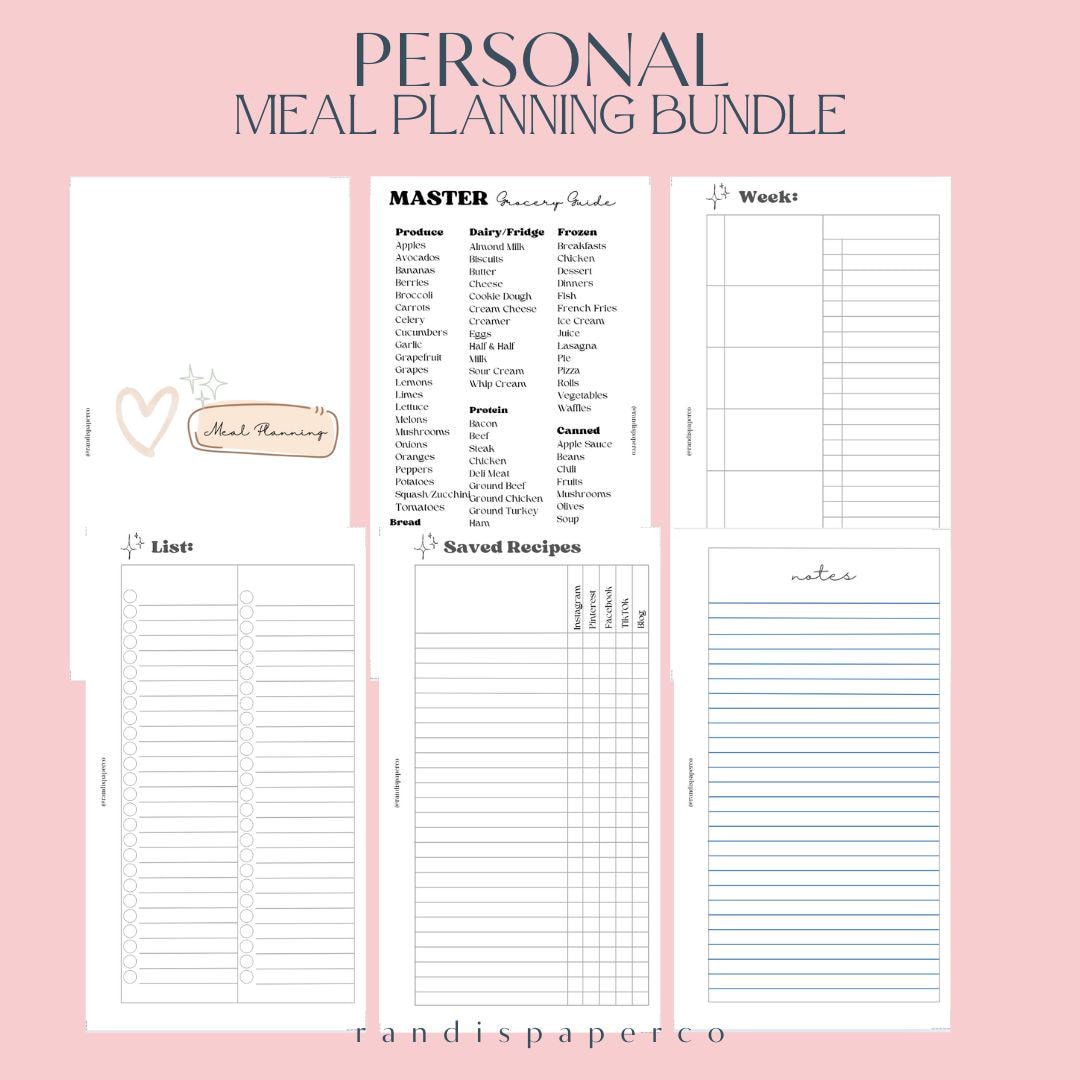 PERSONAL Meal Planning Bundle - Etsy