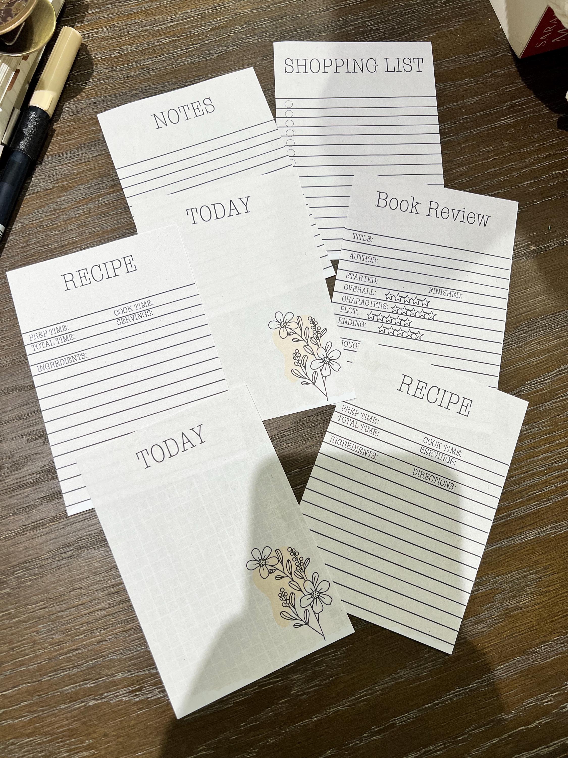 MISC PLANNER CARDS | Notes Cards | Recipe Cards | Book Review Cards - Etsy