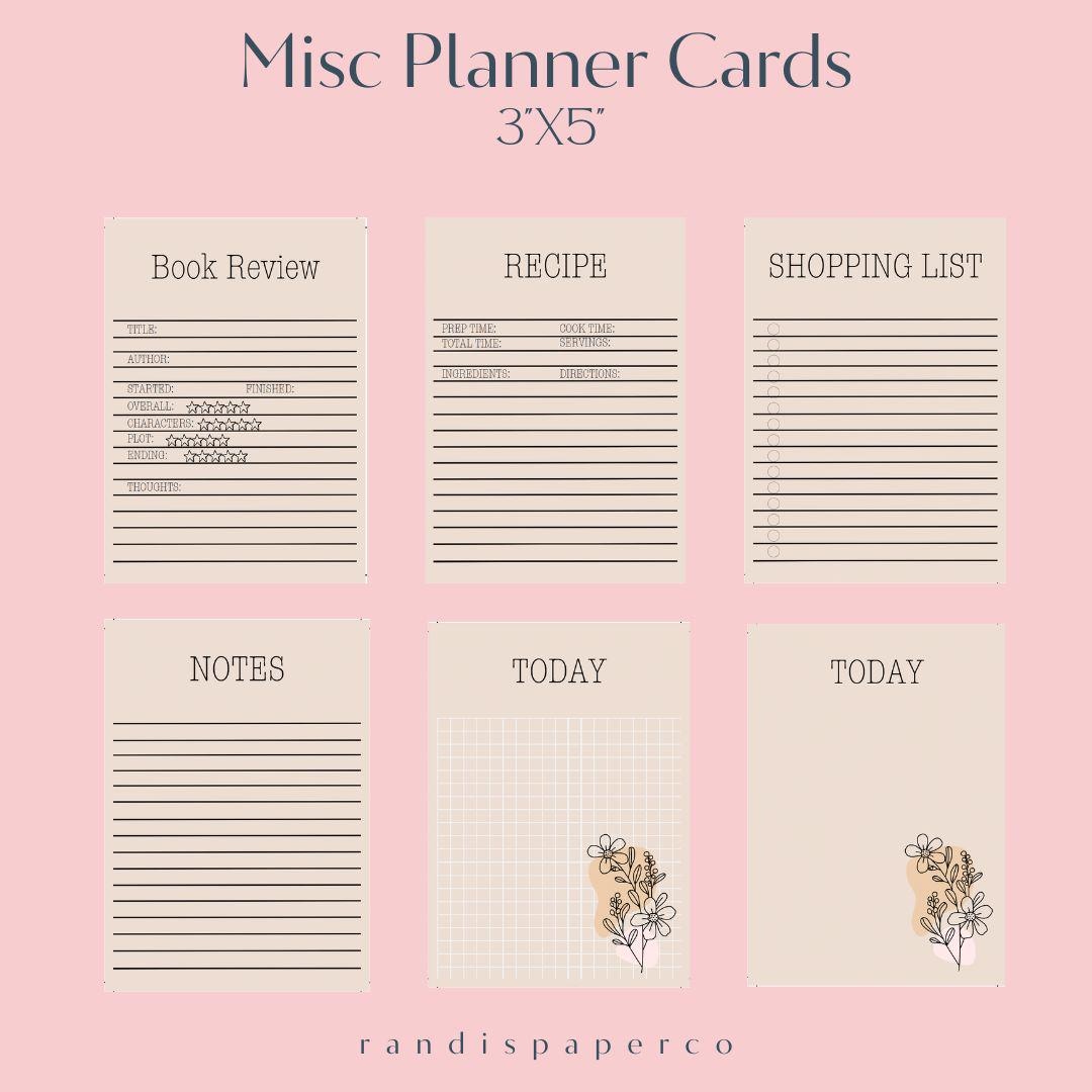 MISC PLANNER CARDS | Notes Cards | Recipe Cards | Book Review Cards - Etsy