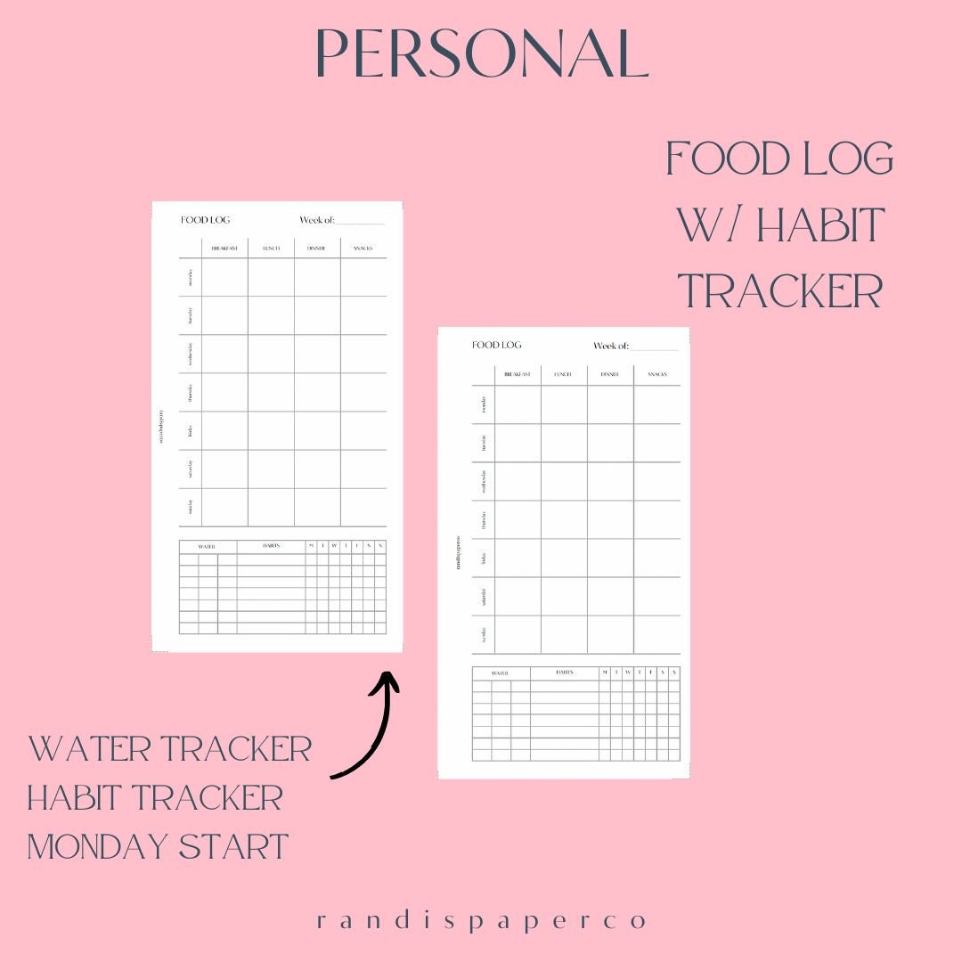 PERSONAL Food Log | Meal Tracker | Eating Habit Tracker - Etsy