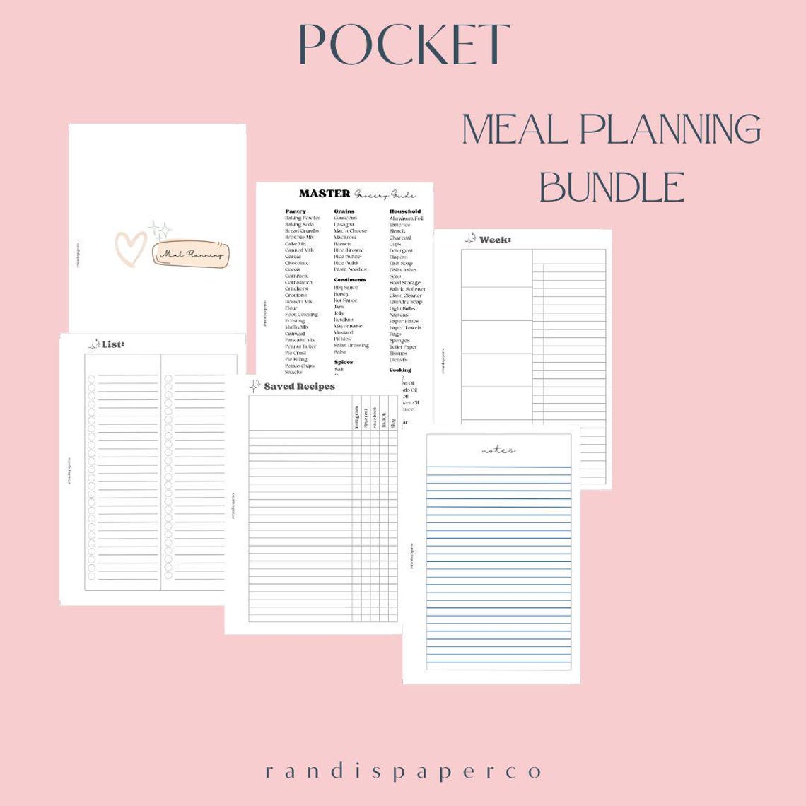 POCKET Meal Planning Bundle - Etsy