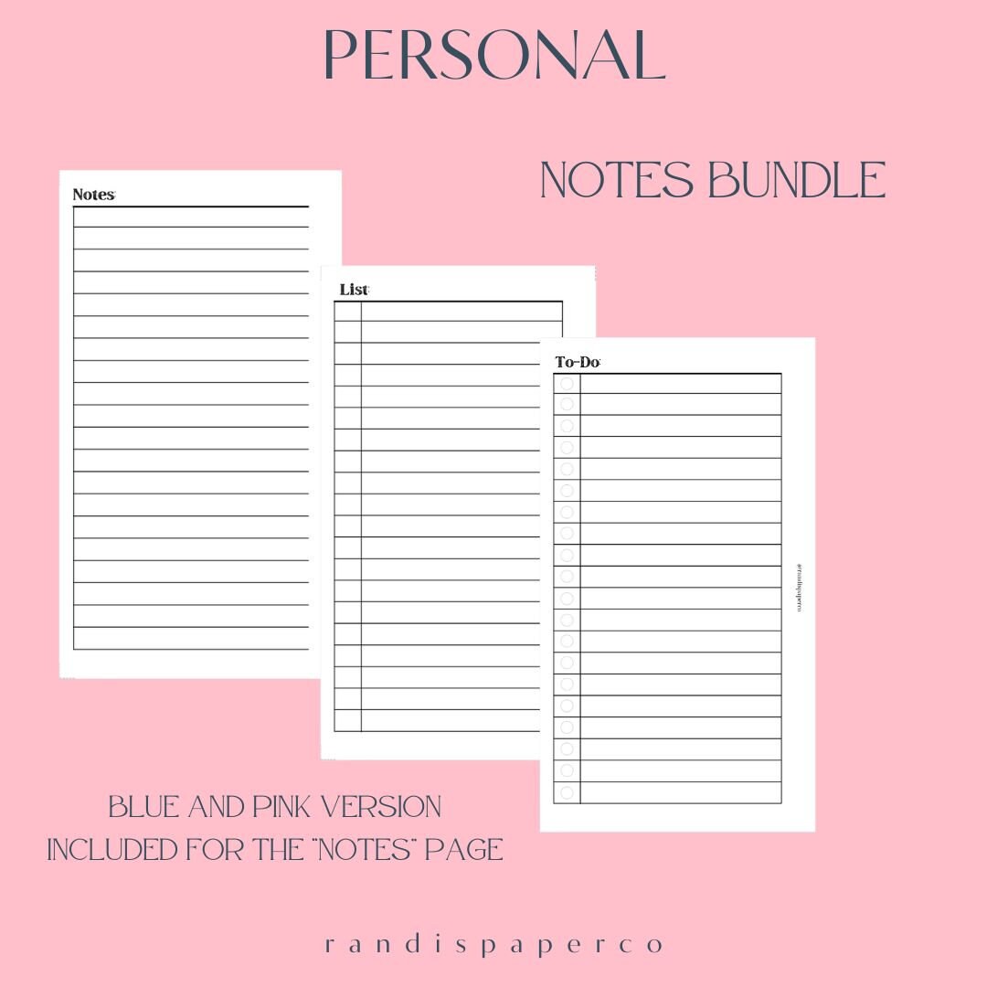 PERSONAL Notes Bundle | To-do Inserts | Lists Inserts - Etsy