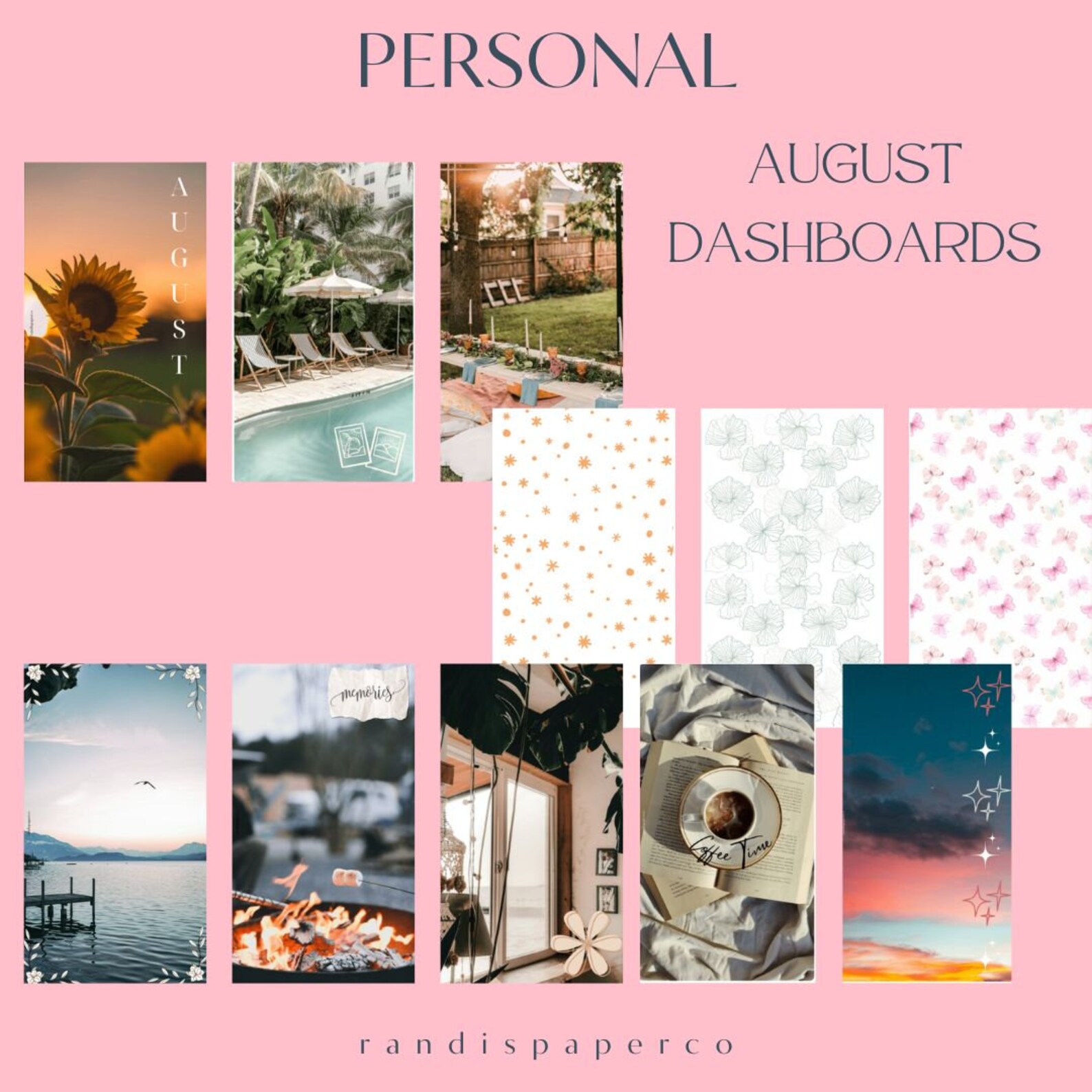 PERSONAL August Photo Dashboard Set | Printable Dashboards - Etsy