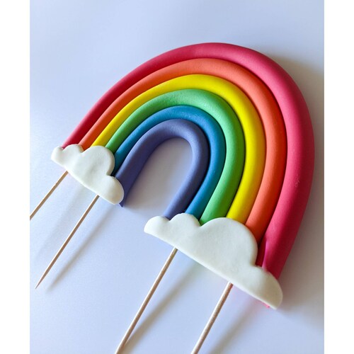 Edible Rainbow Cake Topper Decoration Plus 24 Stars Sugar - Etsy