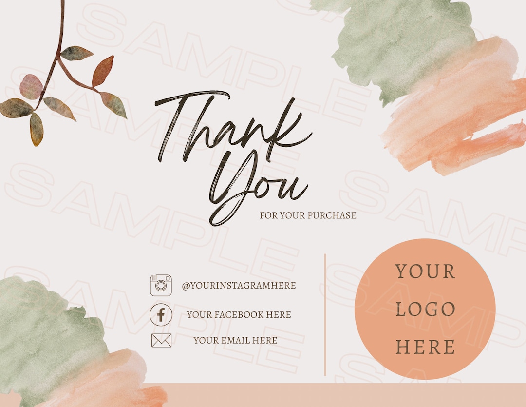 Thank You Cards Editable Canva Template *instant Download* - Etsy
