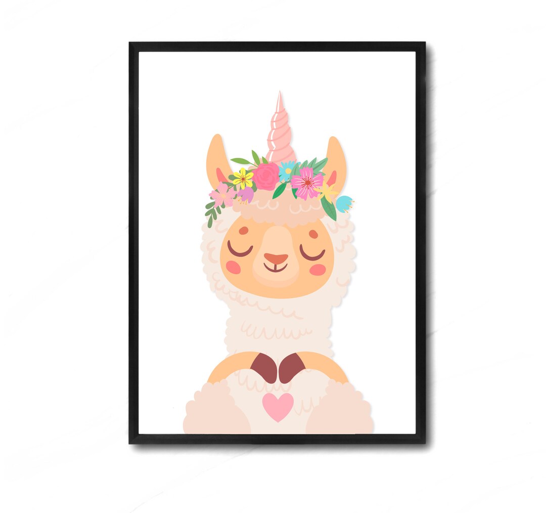 Llama Unicorn, Wall Art, Kids Poster, Kids Wall Art, Download, Kids ...