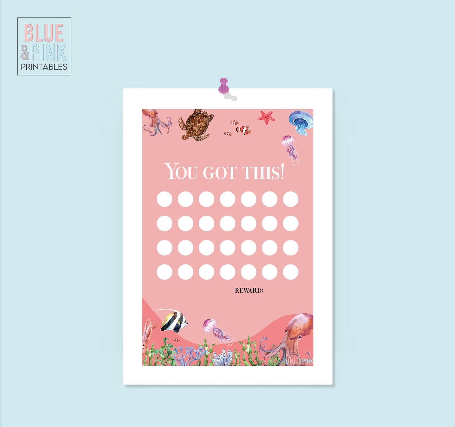 Under the Sea Reward Chart, Printable Reward Chart, Reward Chart for ...