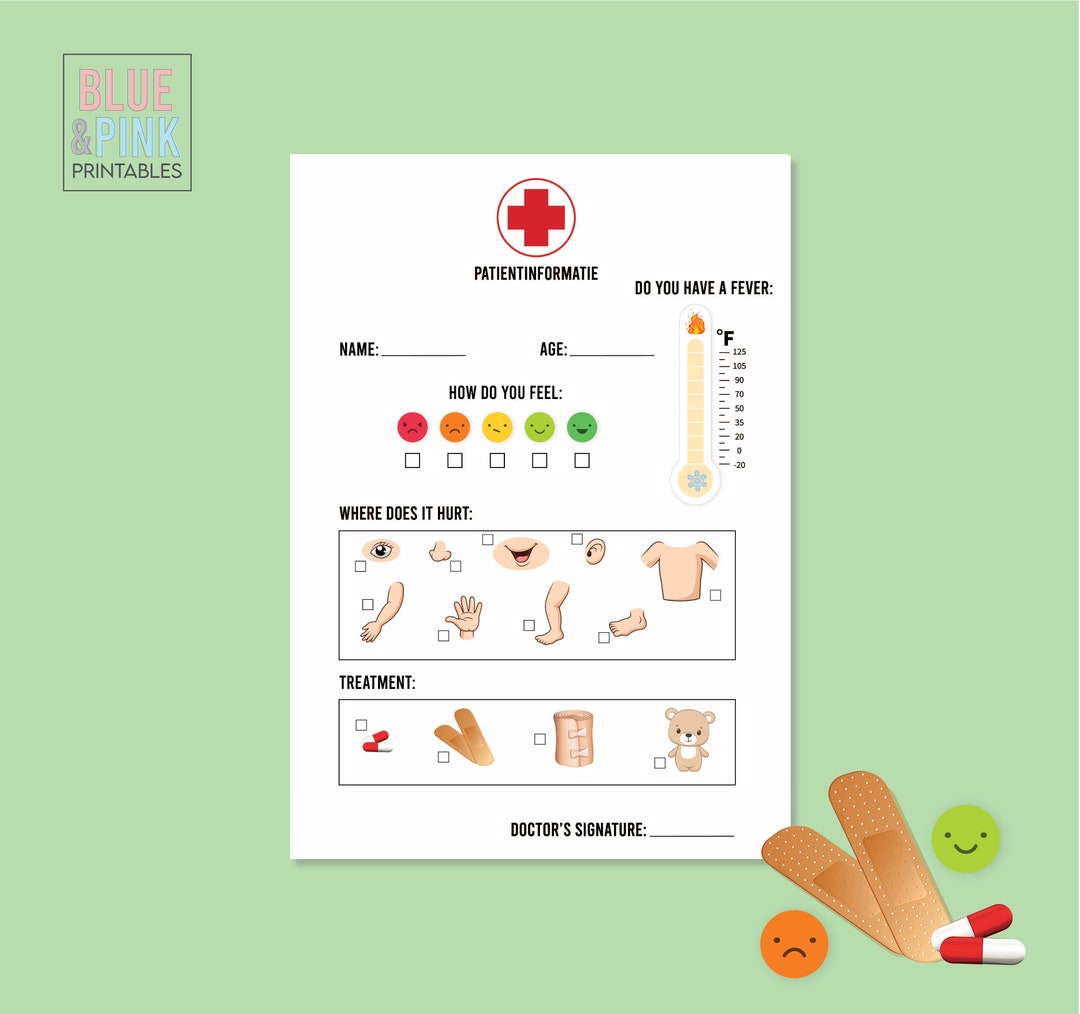 Patient Information Form, Pretend Play, Printable, Doctors Office ...