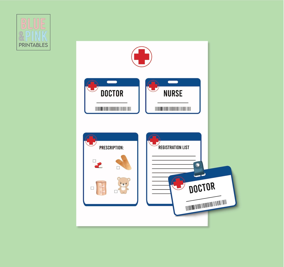 Doctor Nurse Cards, Pretend Play, Printable, Doctors Office, Pretend ...