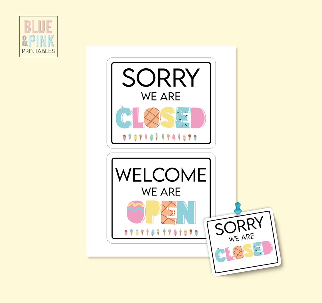 Open Closed Ice Cream Shop Sign, Pretend Play, Printable, Duktig Play ...